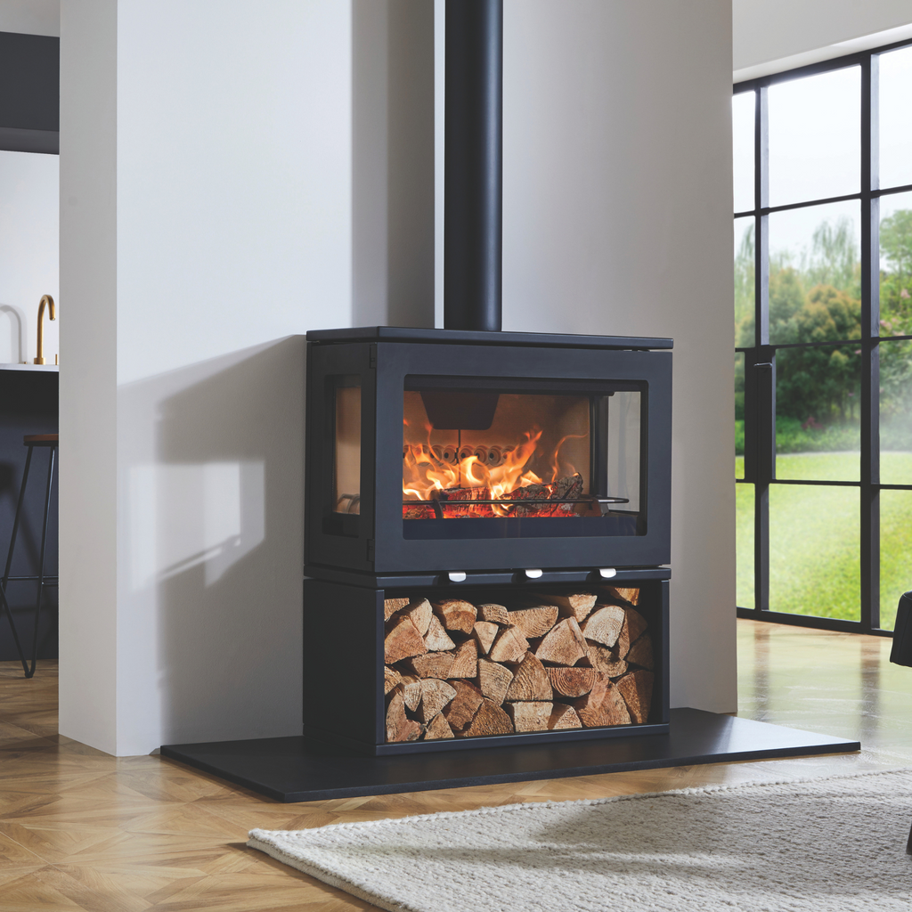 Purevision Linear LPV8 3-Sided 8kW Wood Burning Stove – Greenfield Services